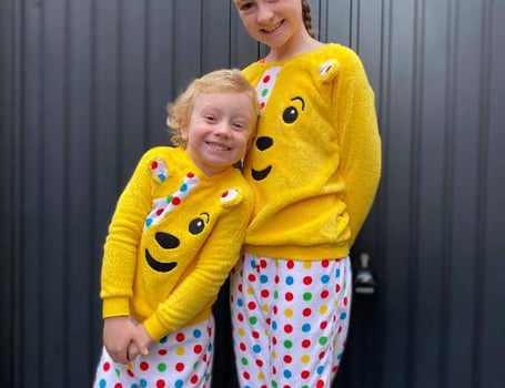 Brother and sister dress up as Pudsey for Children in Need ...