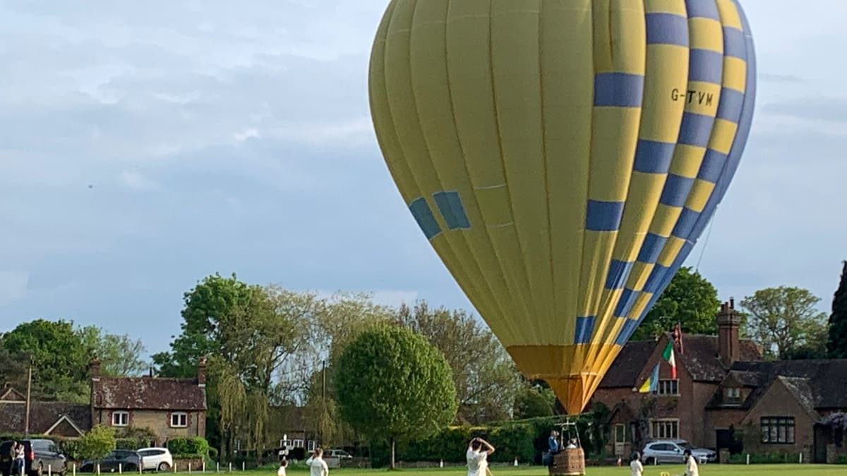 Video: Hot air balloon stops play for Chiddingfold under-tens and ...