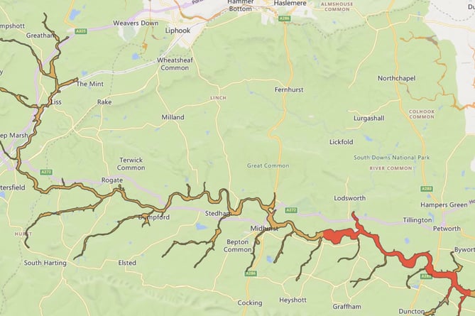 Flood warnings in place around Meon Valley, Liss, Sheet and upper ...