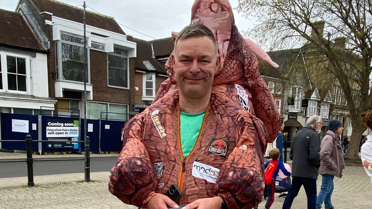 WATCH: Dancing, dinosaurs and determination: Man walks 108 miles for ...
